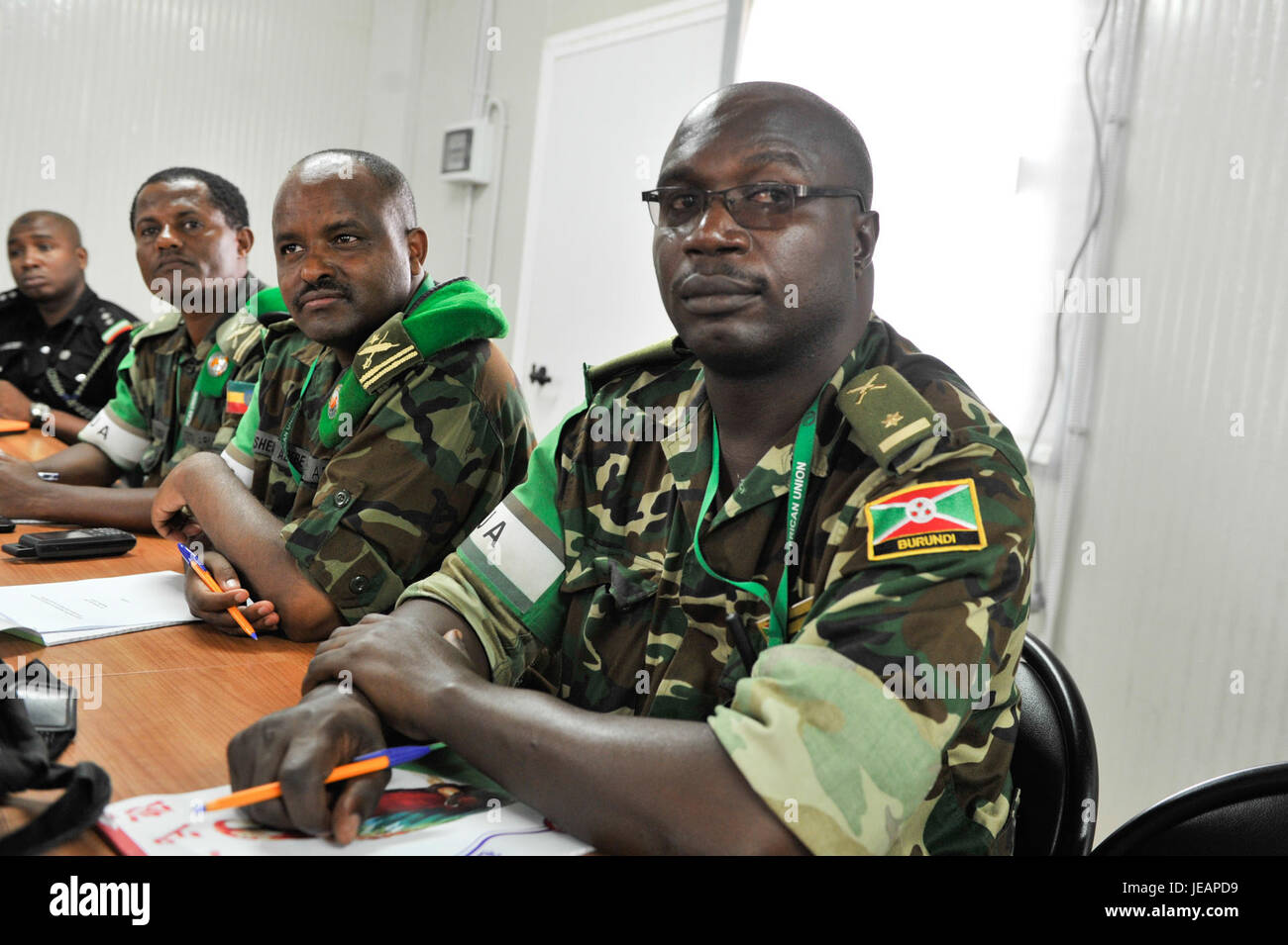 The image from February 2015 shows participants in an AMISOM (African ...