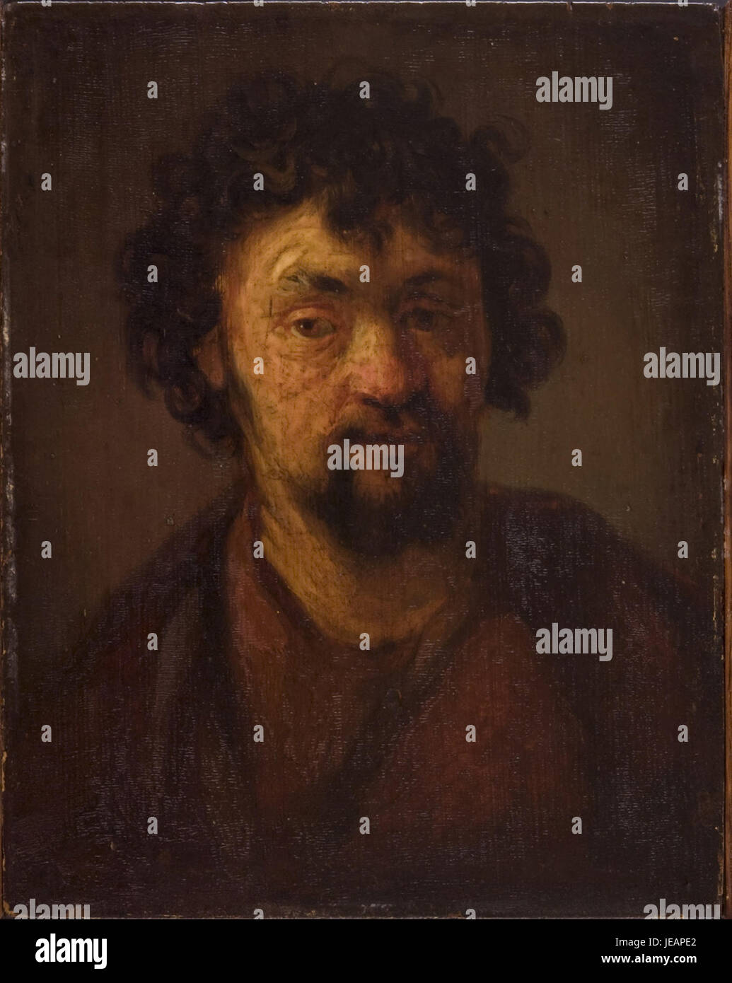 This artwork, 'Head of a Man,' is attributed to a follower of Rembrandt ...