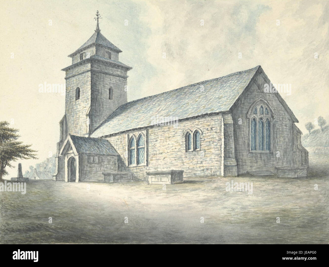 A Welsh painting depicting a landscape scene from the village of Bettws ...