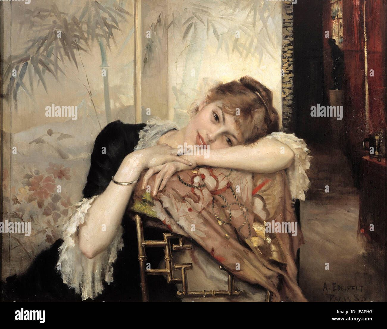 Albert Edelfelt's painting, The Parisienne (Virginie), created in 1883 ...