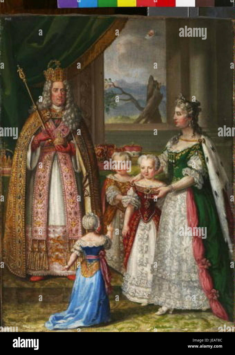 This historical artwork by Antonín Machek, depicting 'Karel II ...