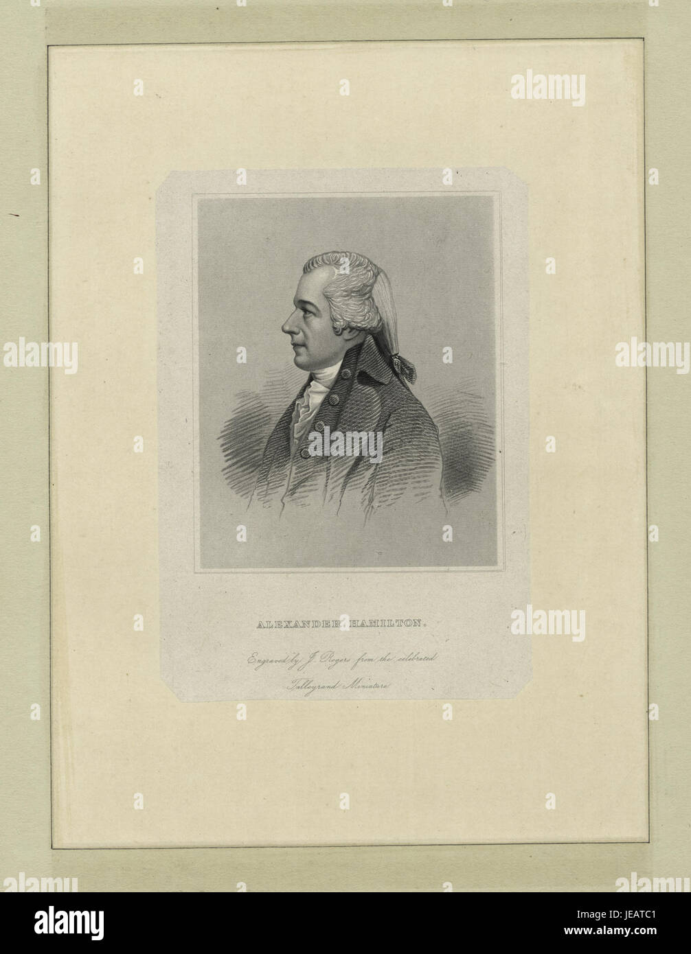 This image depicts a historical portrait of Alexander Hamilton, one of ...