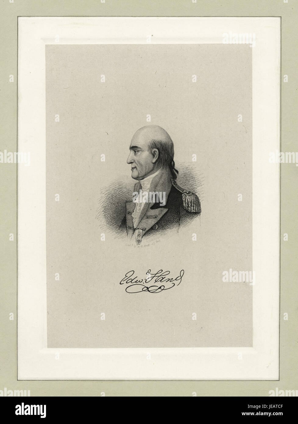This historical portrait shows Edward Hand, an Irish-American physician ...