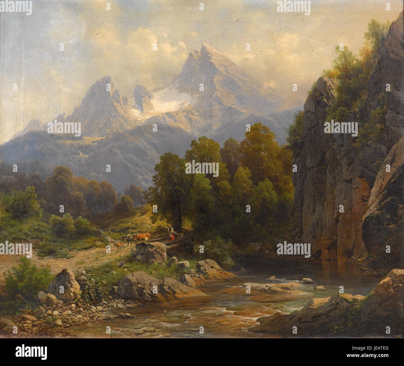 Carl Millner Blick auf den Watzmann 1863 Stock Photo - Alamy