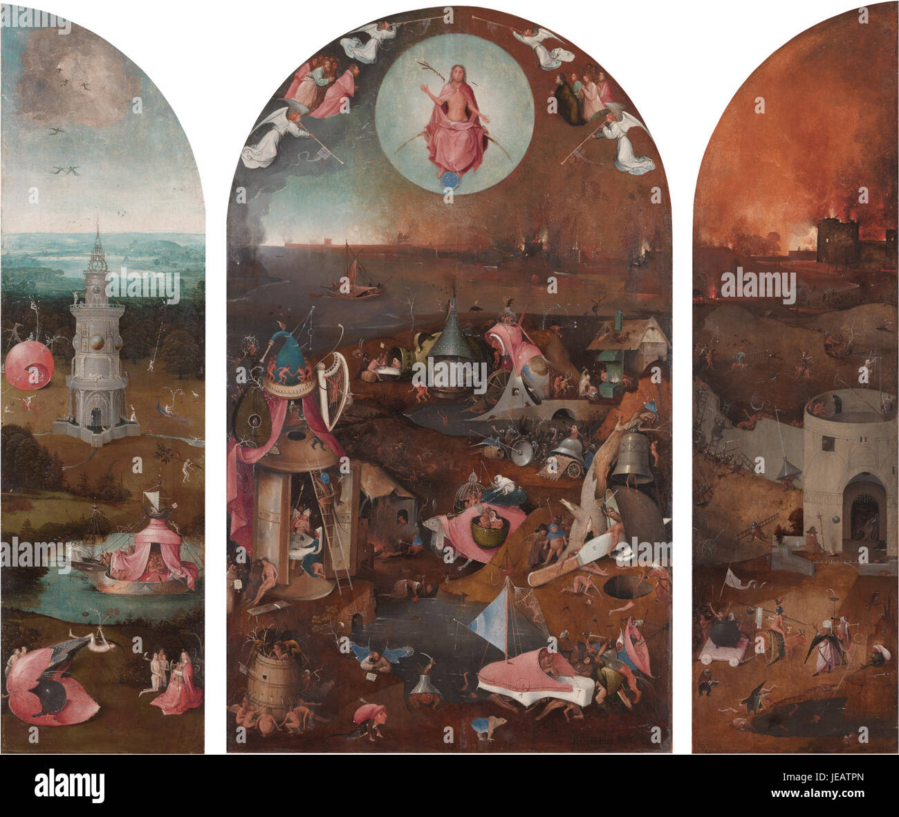 'The Last Judgment,' a triptych painting by Hieronymus Bosch, depicting the final judgment and ...