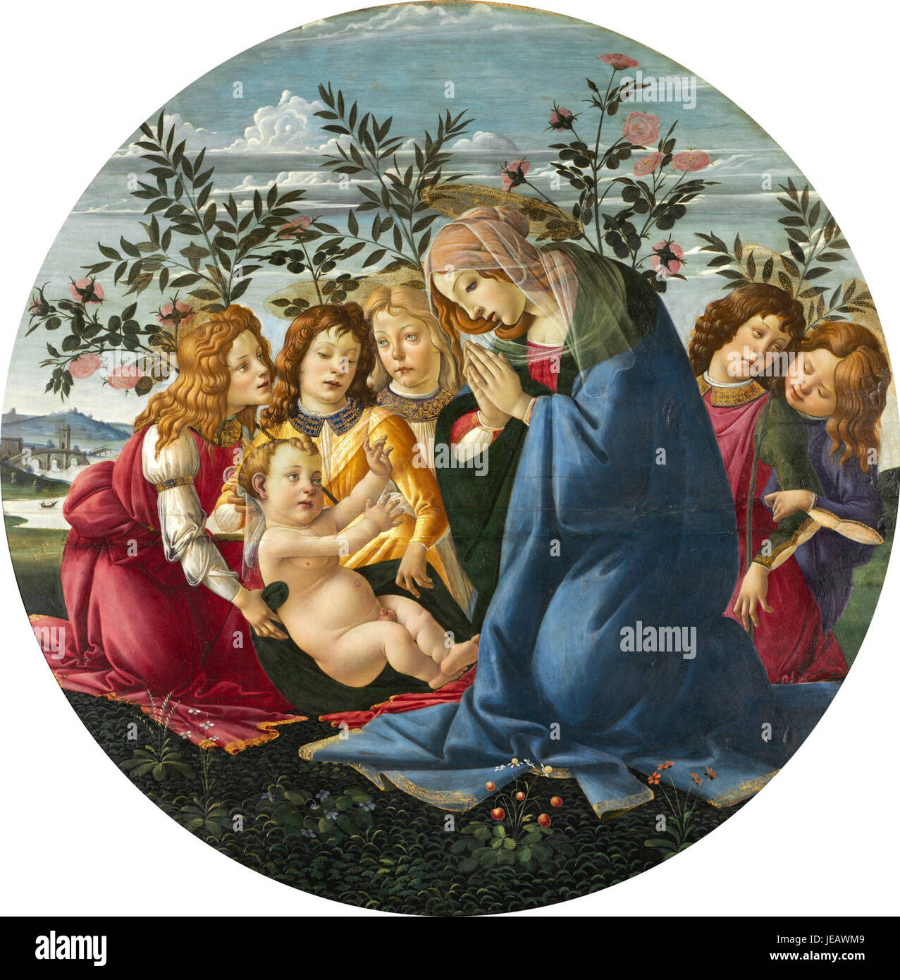 Botticelli's painting 'Madonna Adoring the Child with Five Angels ...