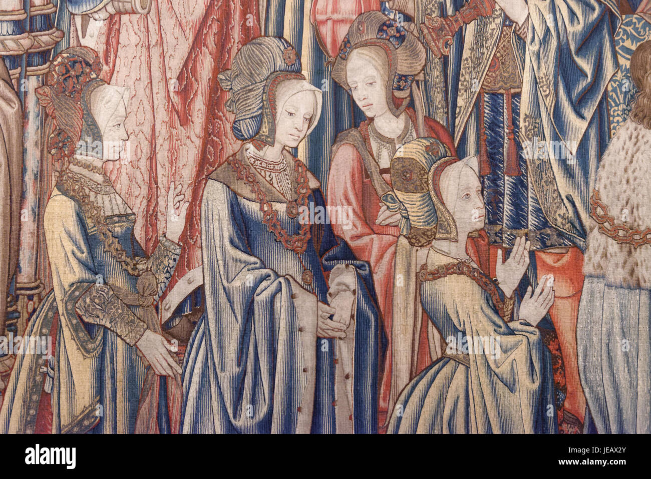This artwork depicts the biblical scene of Bathsheba receiving at court ...