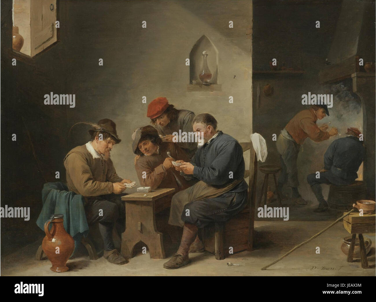 The painting *Card Players* by David Teniers the Younger captures a ...