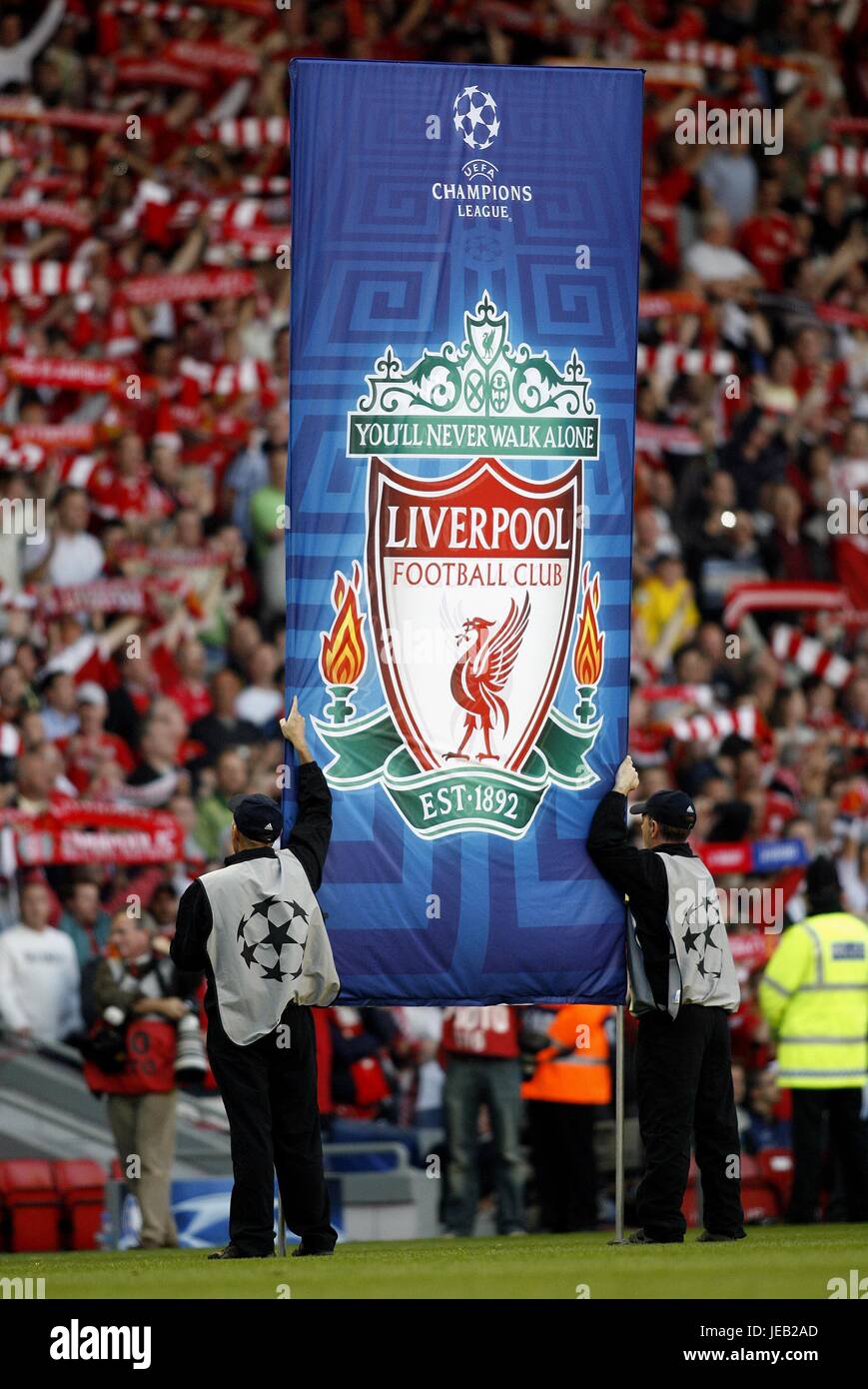 LIVERPOOL BANNER LIVERPOOL V CHELSEA ANFIELD LIVERPOOL ENGLAND 01 May ...