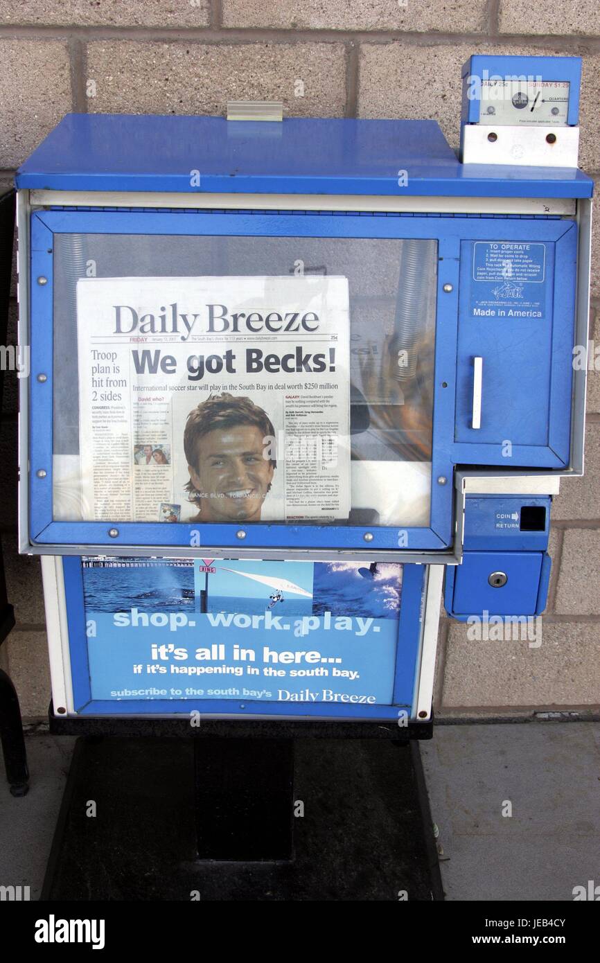 DAVID BECKHAM NEWSPAPER DAILY BREEZE LOS ANGELES LOS ANGELES LOS ...