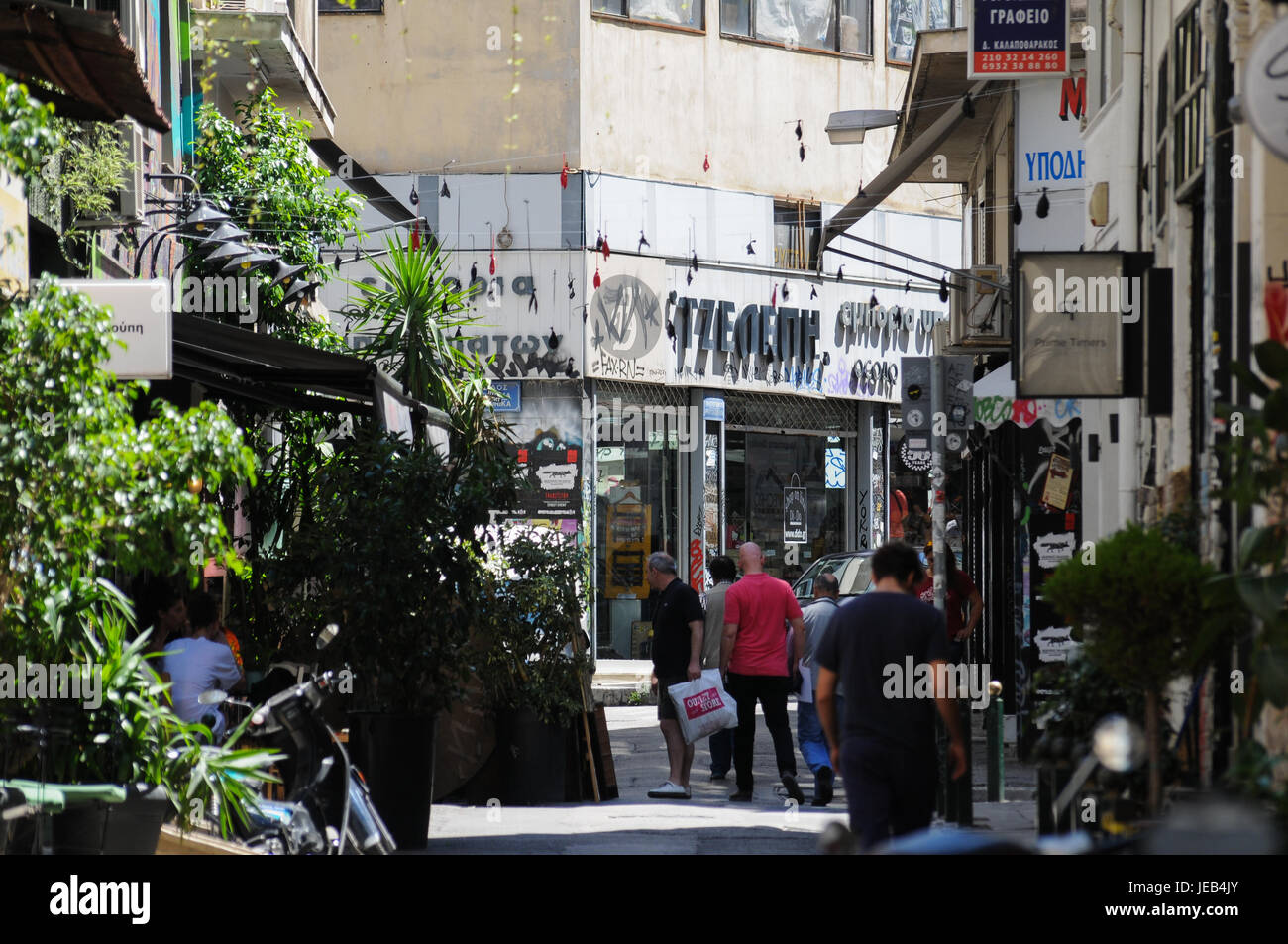 The insolit decoration of Pittaki street in Psyri district, Athens ...