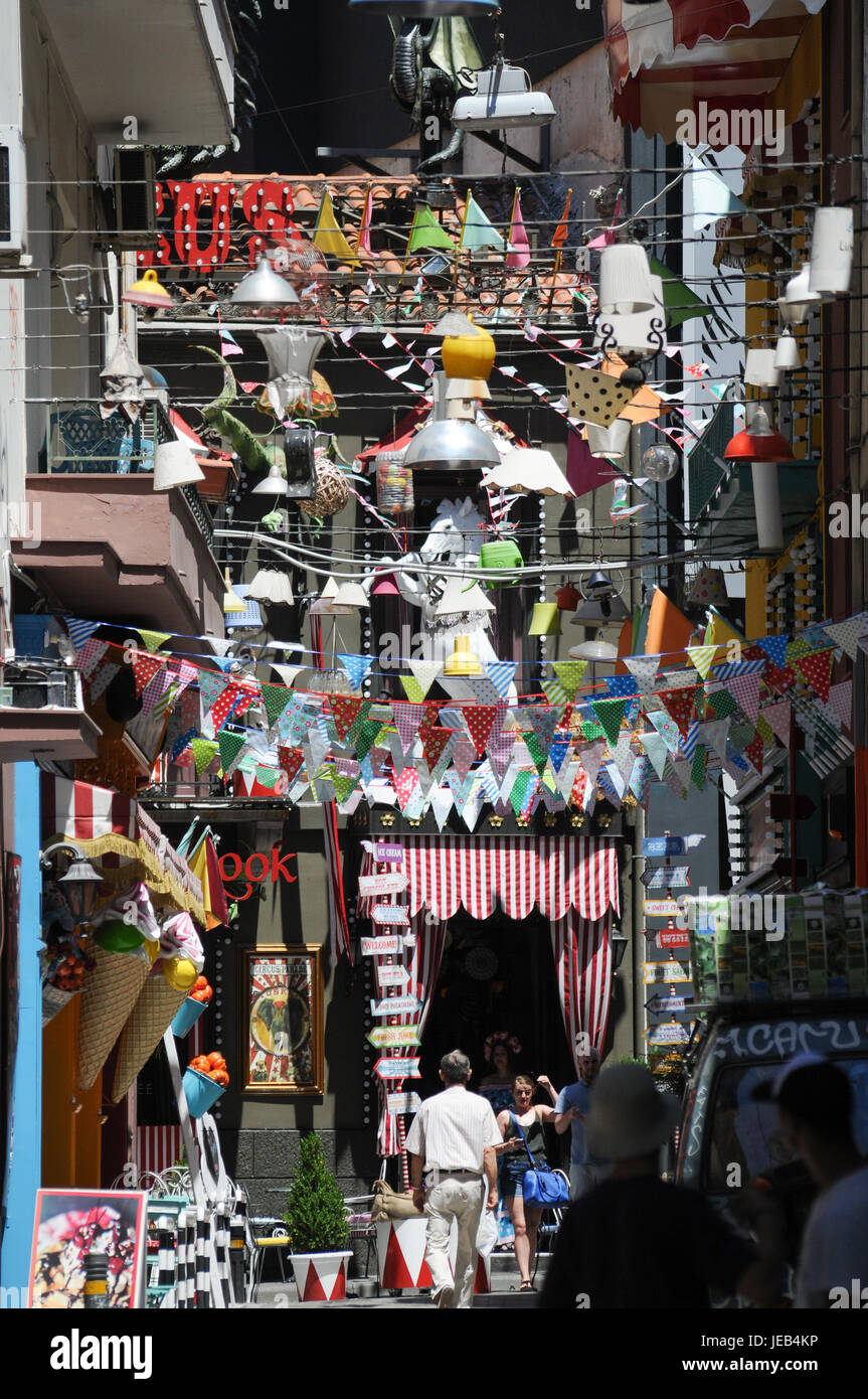 The insolit decoration of Pittaki street in Psyri district, Athens ...