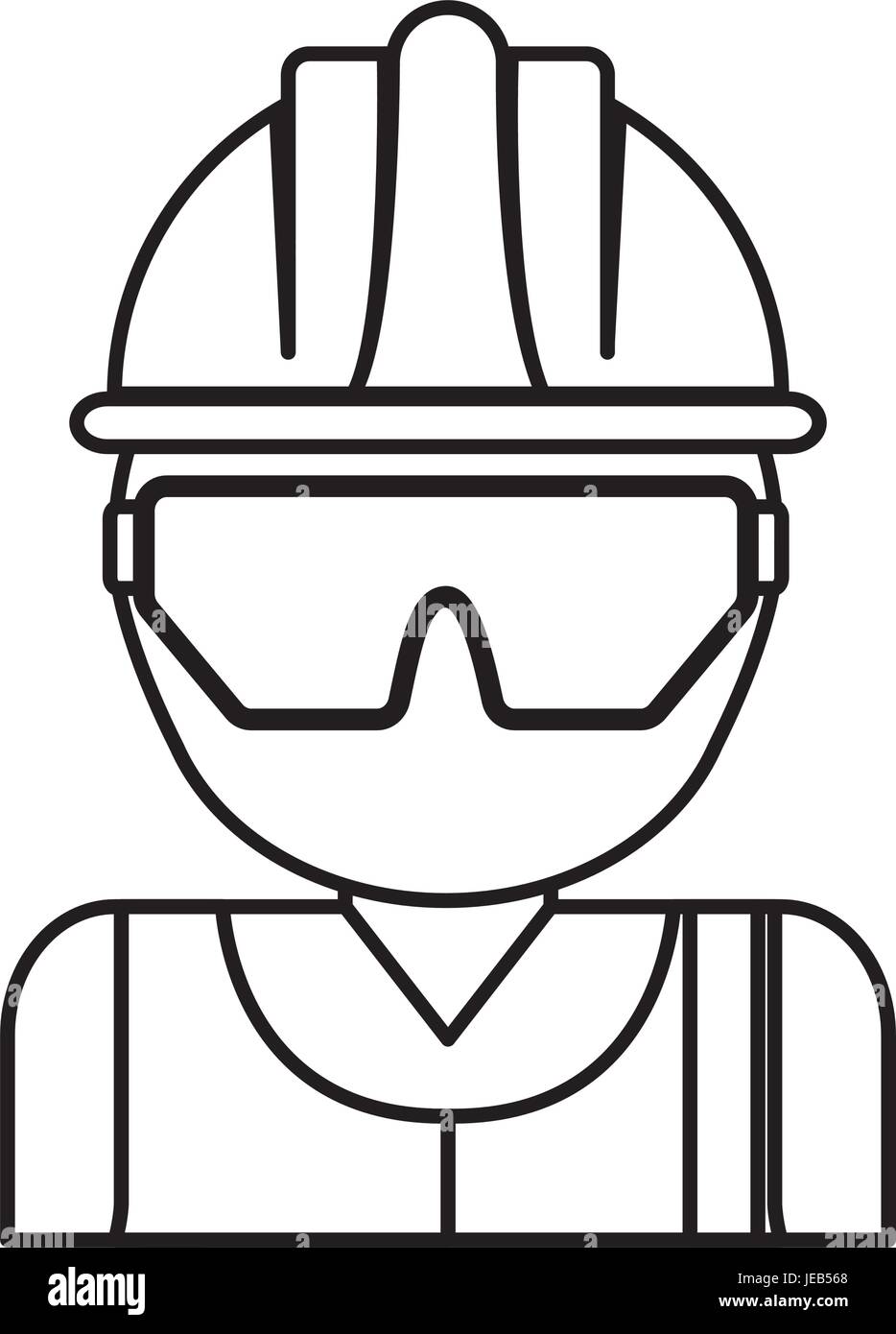 man with safety helmet and goggles icon over white background ...