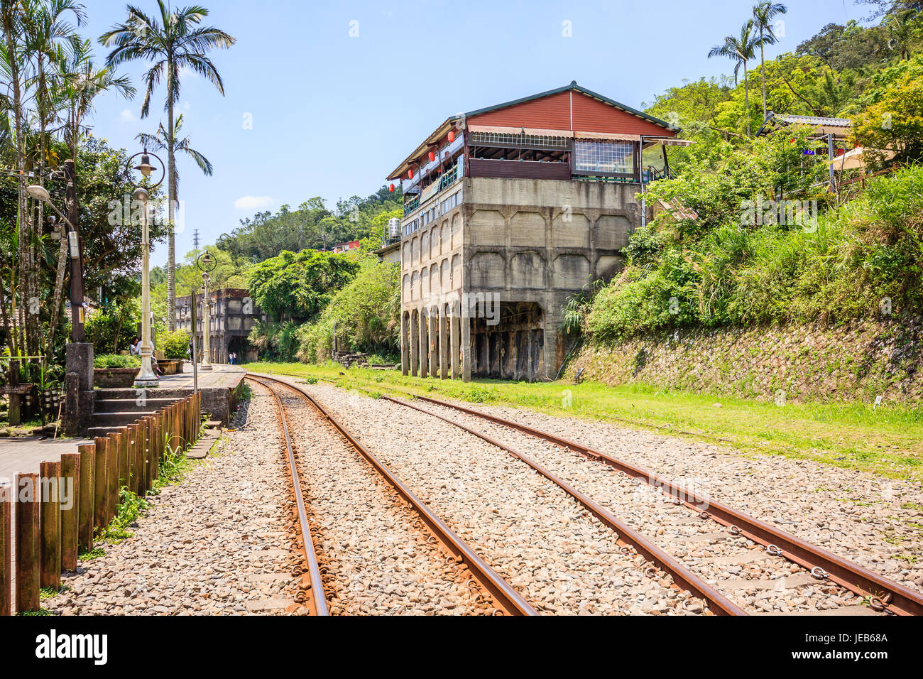 Pingxi station and Railway at Pingxi, northern of Taipei, is a popular ...