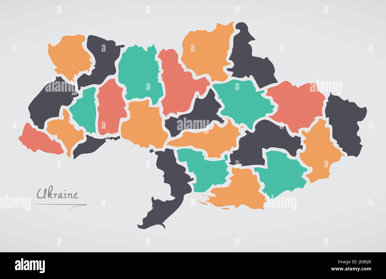Ukraine Map with states and modern round shapes Stock Vector Image ...