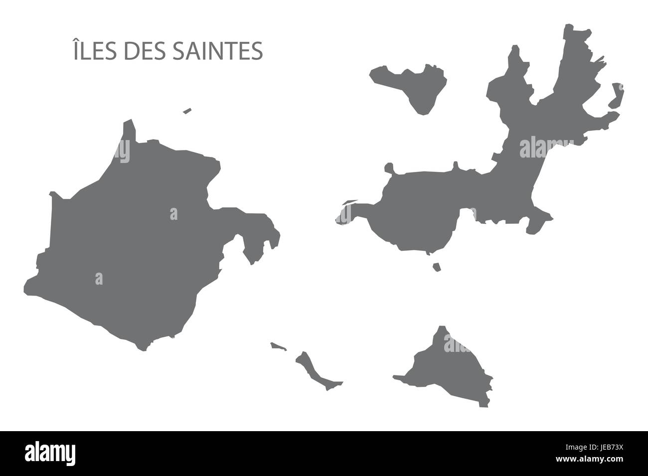 Iles des Saintes map grey illustration silhouette Stock Vector Image ...