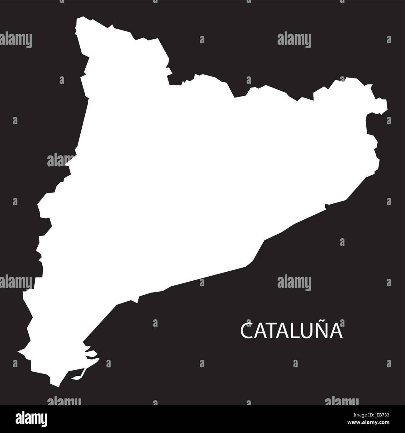 Cataluna Spain map black inverted silhouette illustration Stock Vector ...