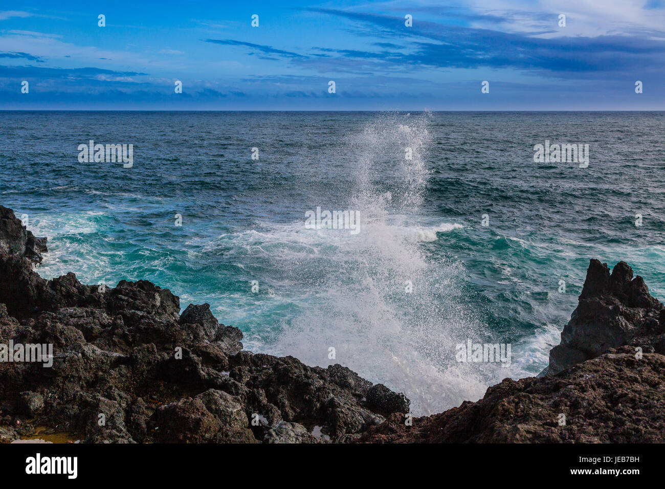 Wild coast at Lagoa on Sao Miguel Island, Azores archipelago in the ...