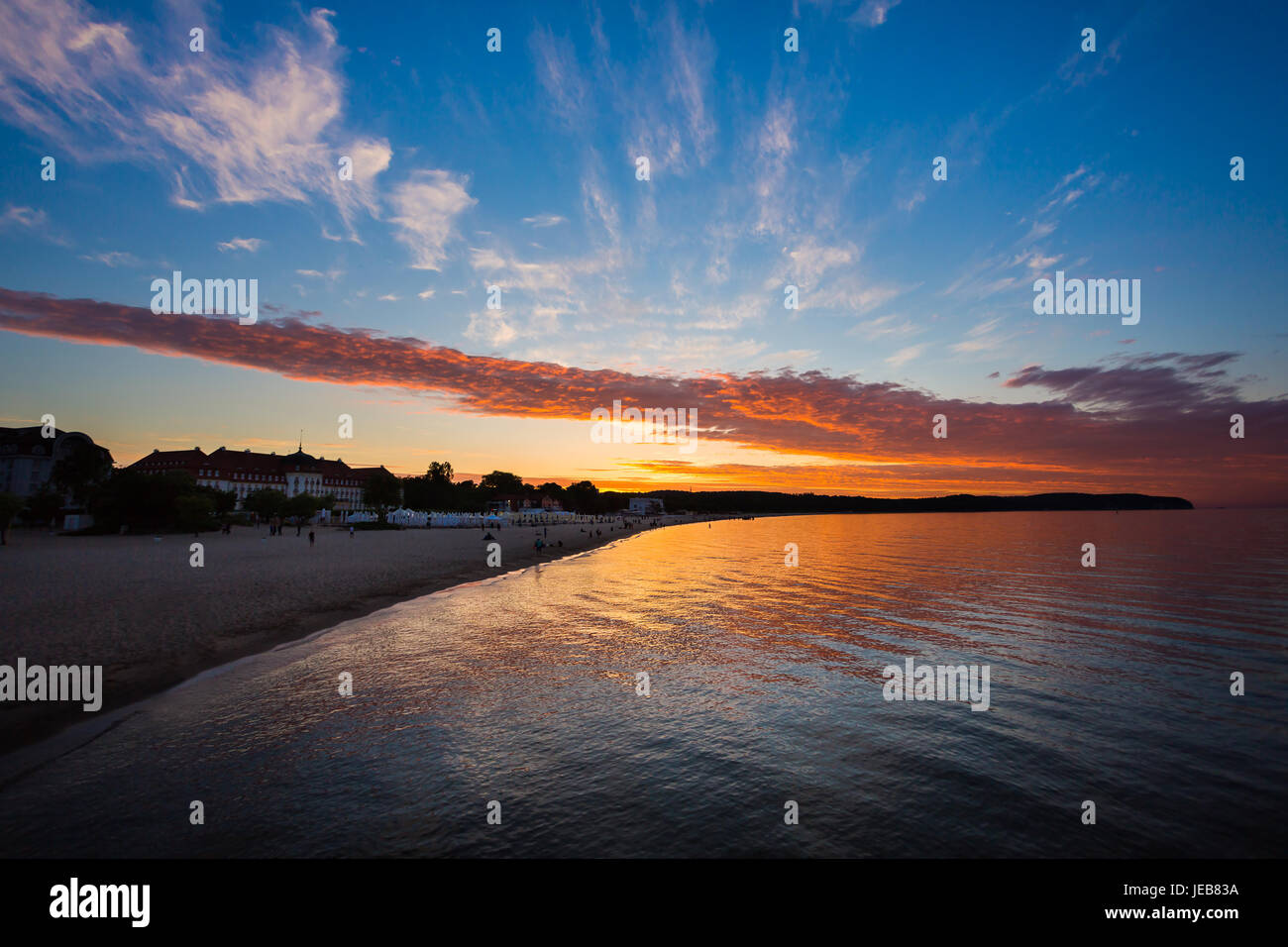 Red sunset over the sea in summer Stock Photo - Alamy