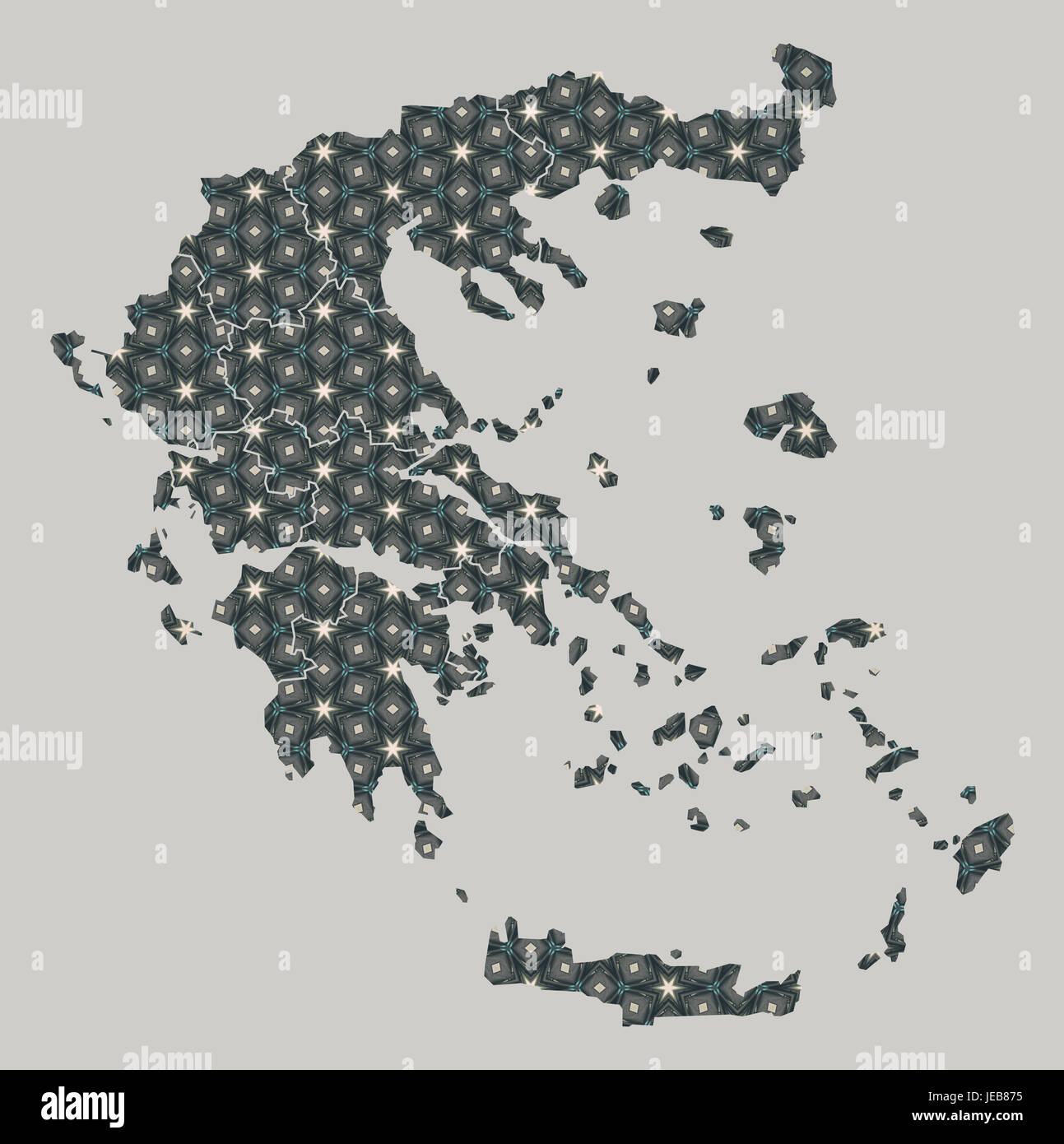 Greece map with stars and ornaments including borders Stock Photo - Alamy