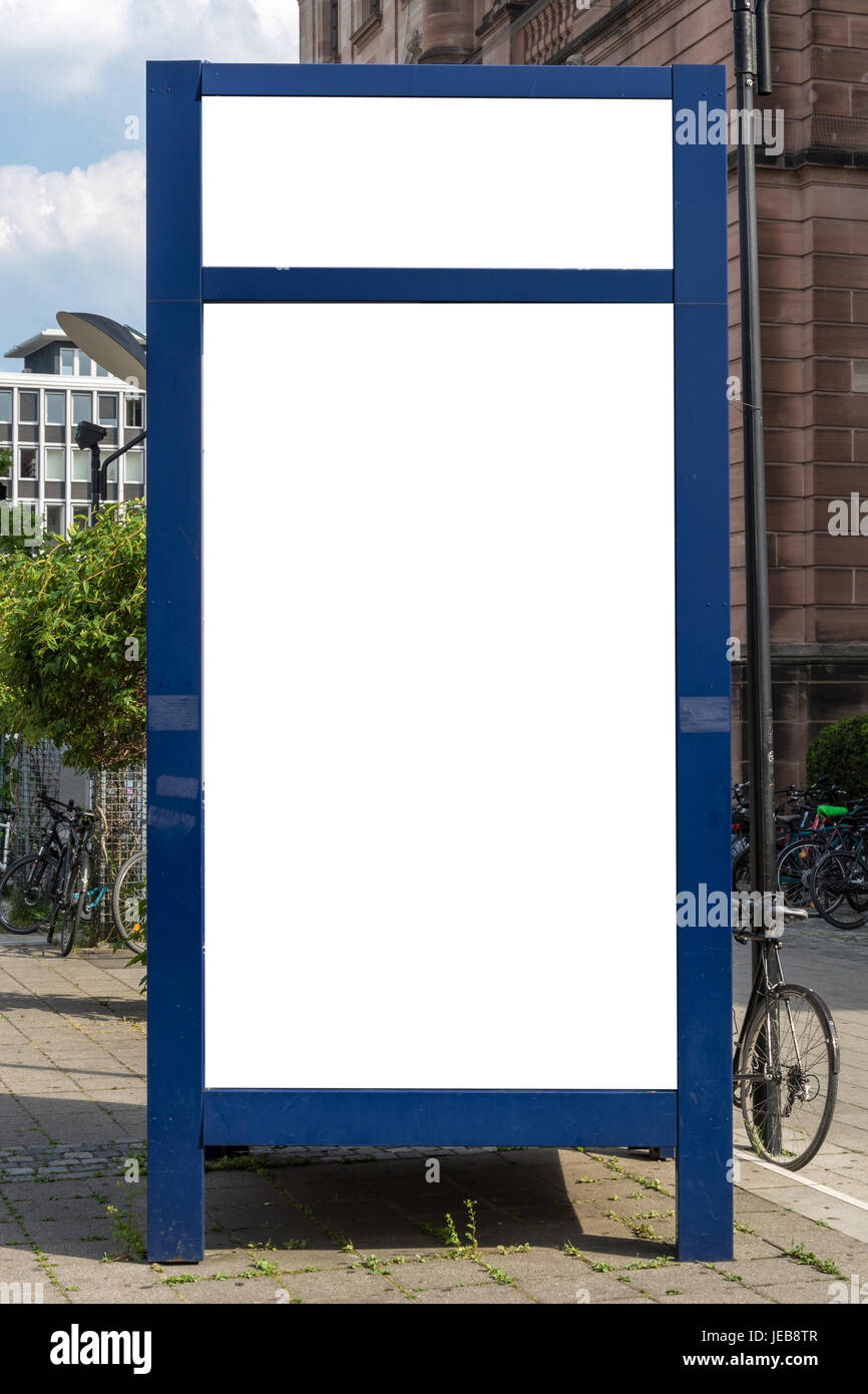 A blue blank ad space sign isolated in the street Stock Photo - Alamy