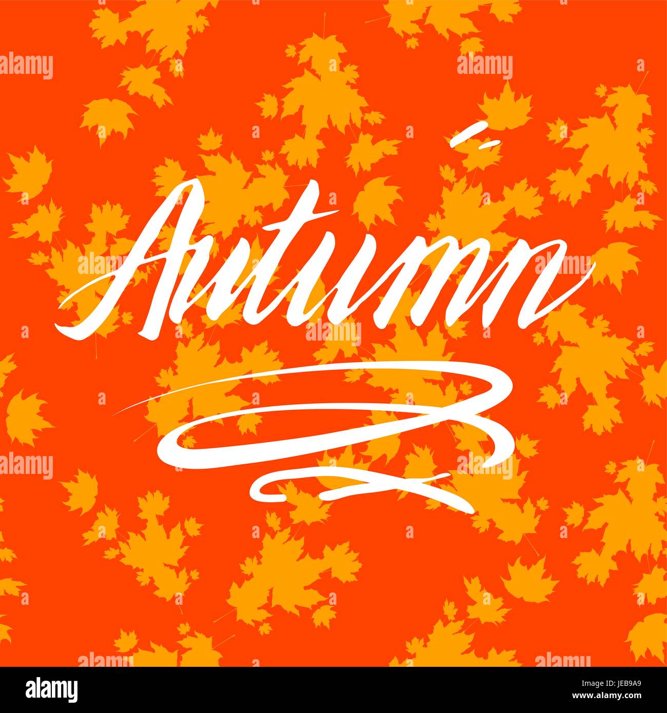 Orange background and lettering. Fall leaves pattern template for ...