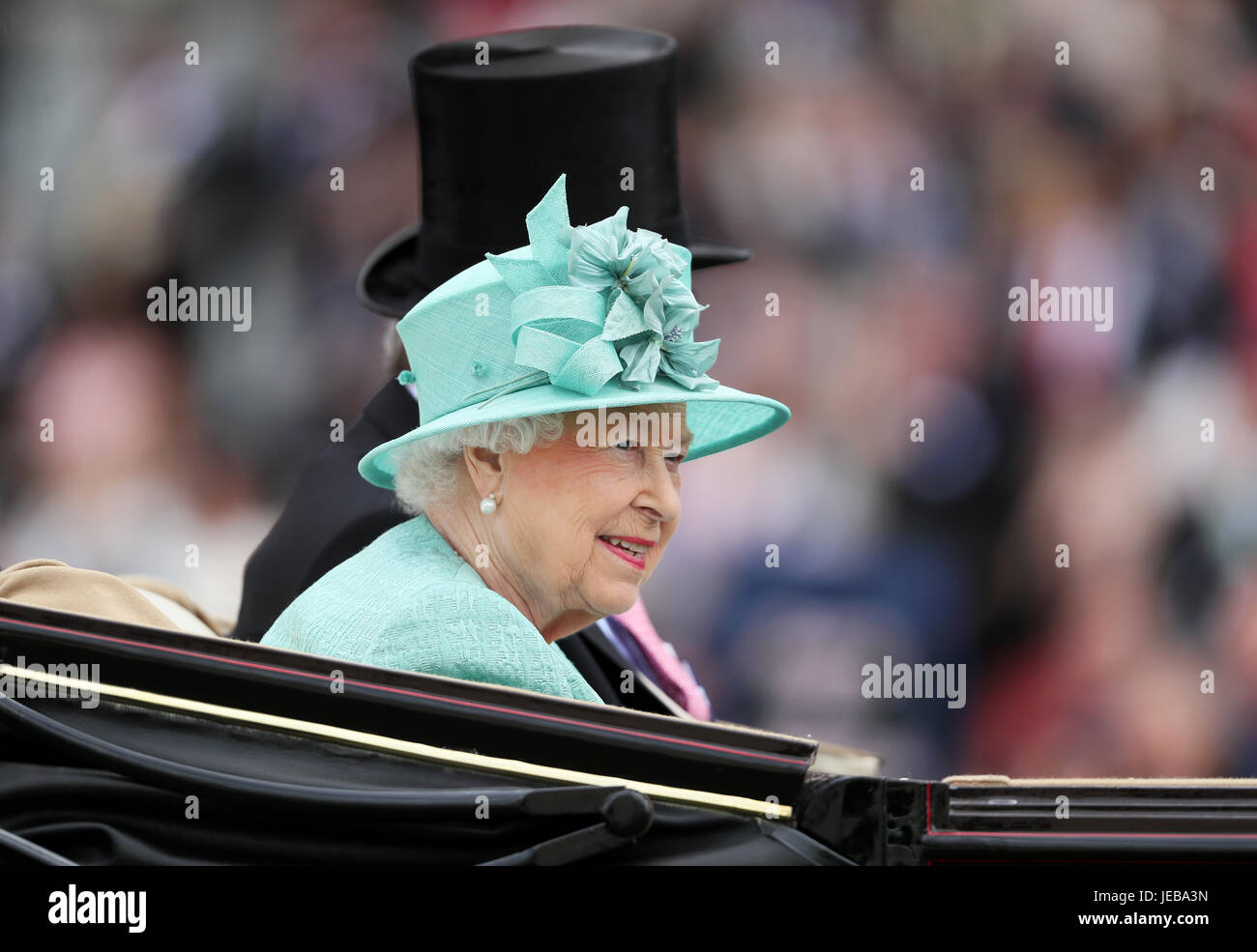 Queen Elizabeth II arriving for day four of Royal Ascot at Ascot ...