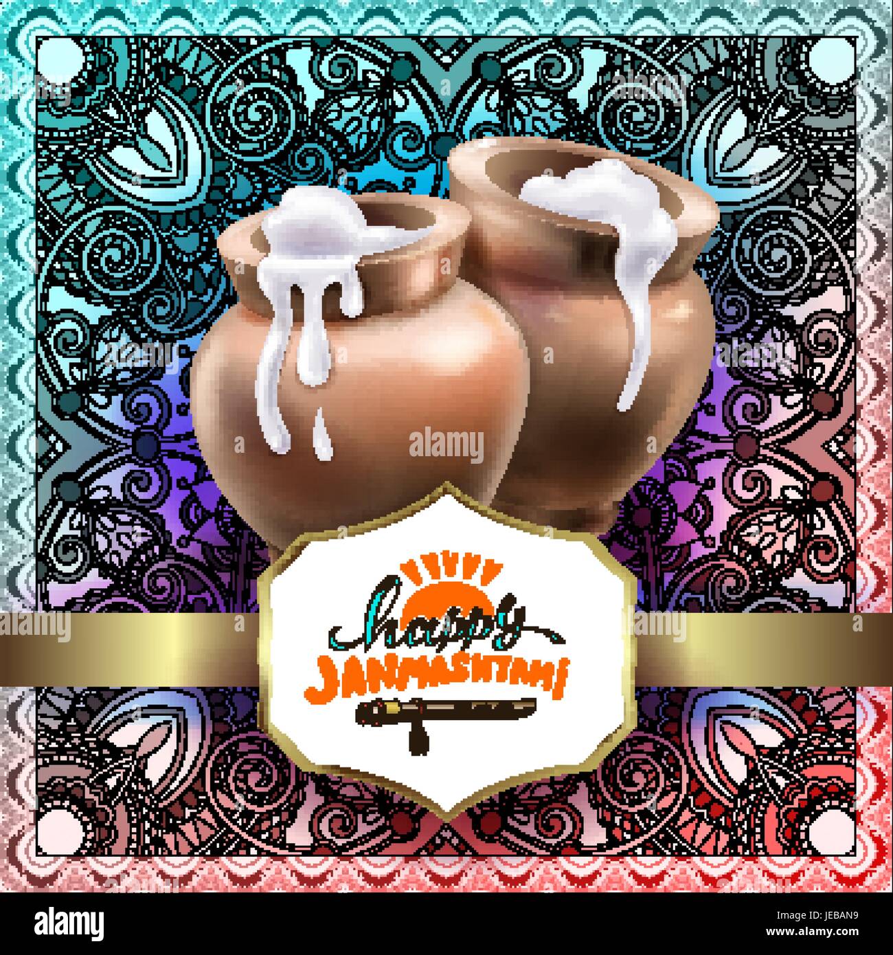 happy janmashtami greeting card design Stock Vector Image & Art - Alamy