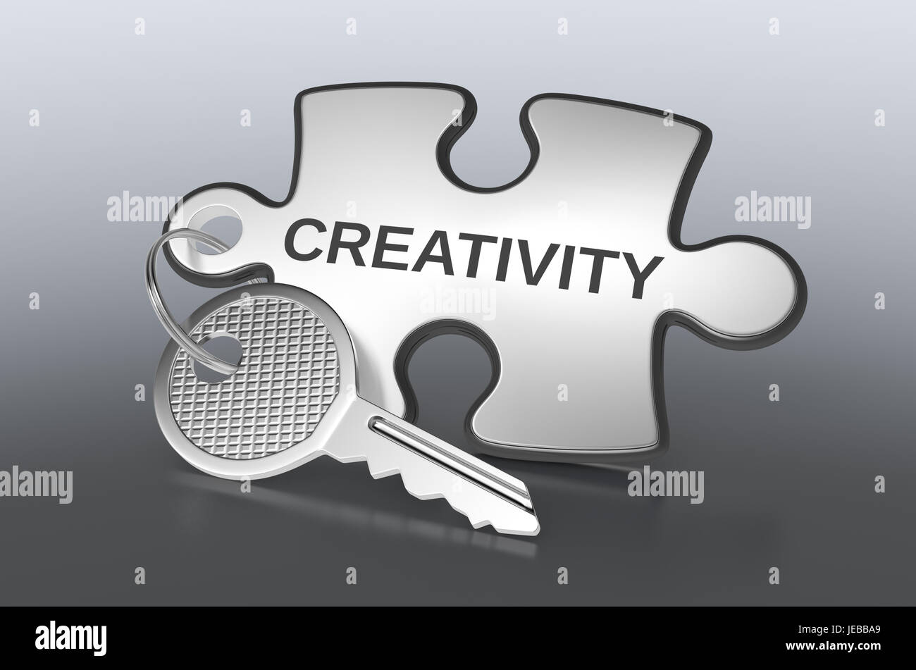 one jigsaw puzzle with text: creativity, concept illustration (3d ...