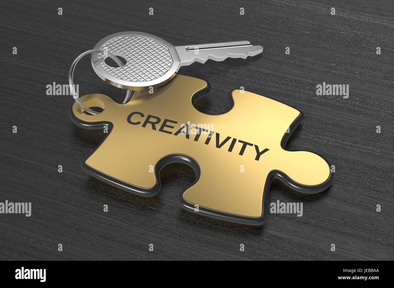 one jigsaw puzzle with text: creativity, concept illustration (3d ...