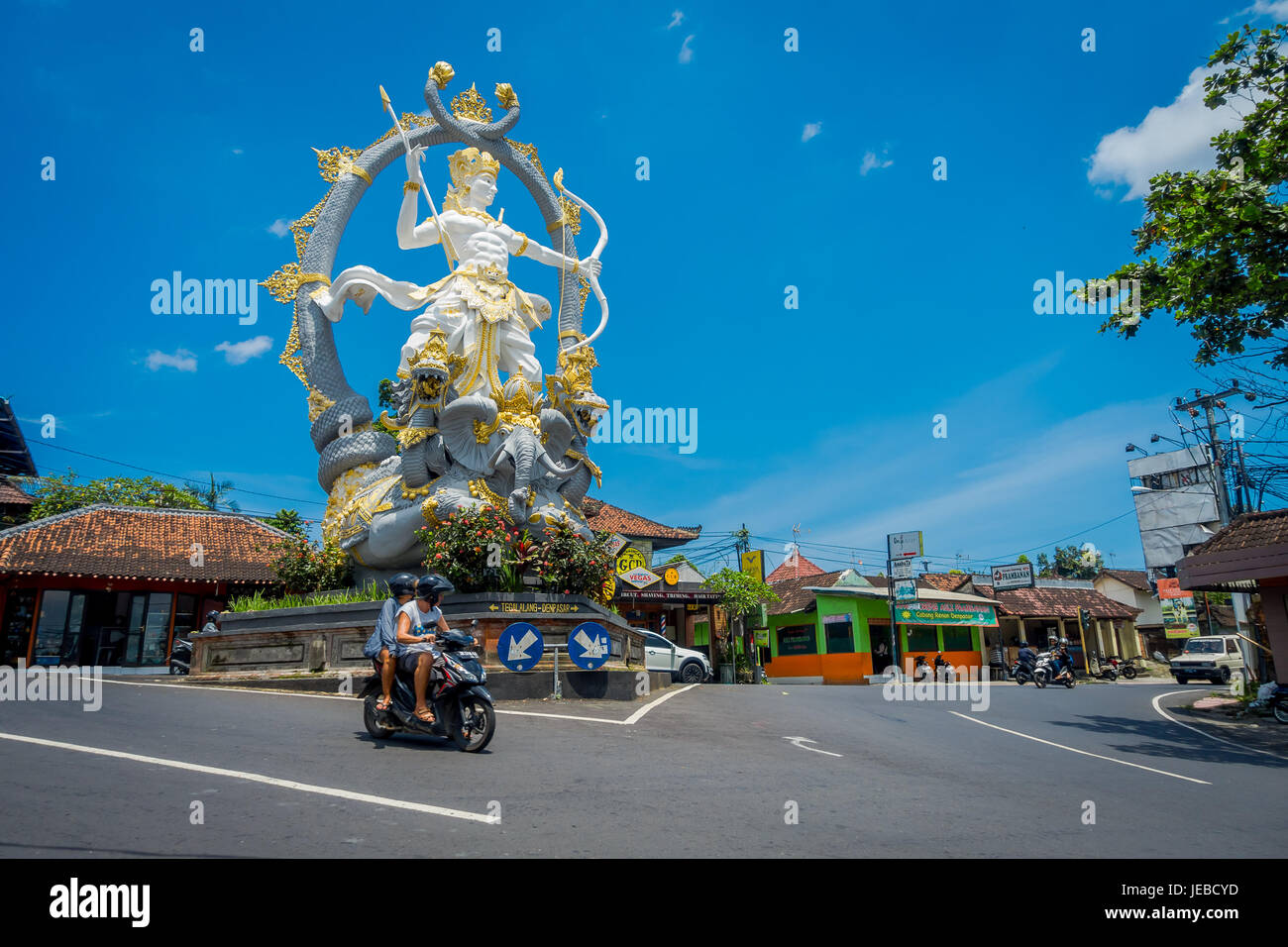 BALI, INDONESIA - APRIL 05, 2017: Beautiful stone statue in Ubud temple ...