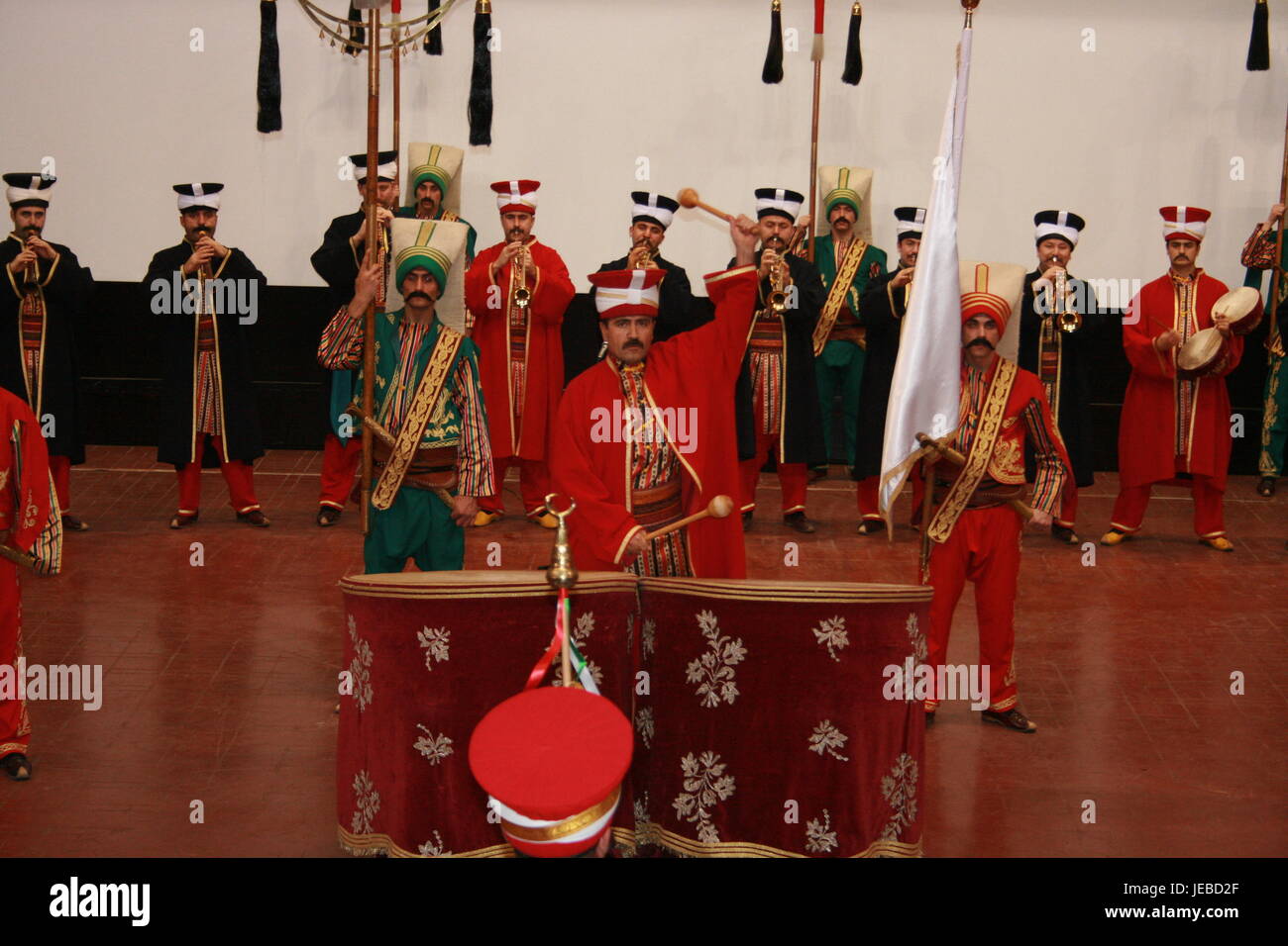 Ottoman military Mehter Band during concert at Harbiye Military Museum ...