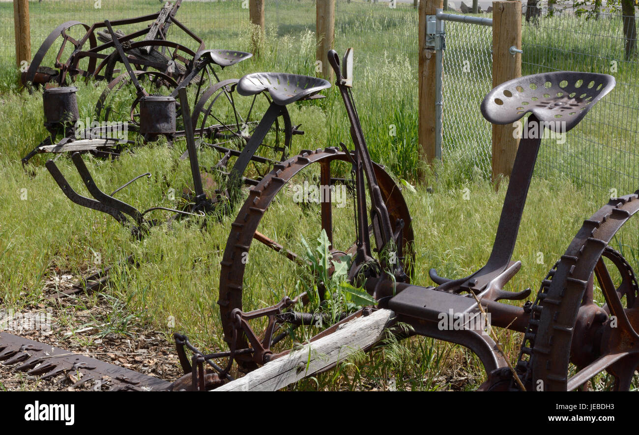 Antique rusty farm plows and agricultural machinery Stock Photo - Alamy