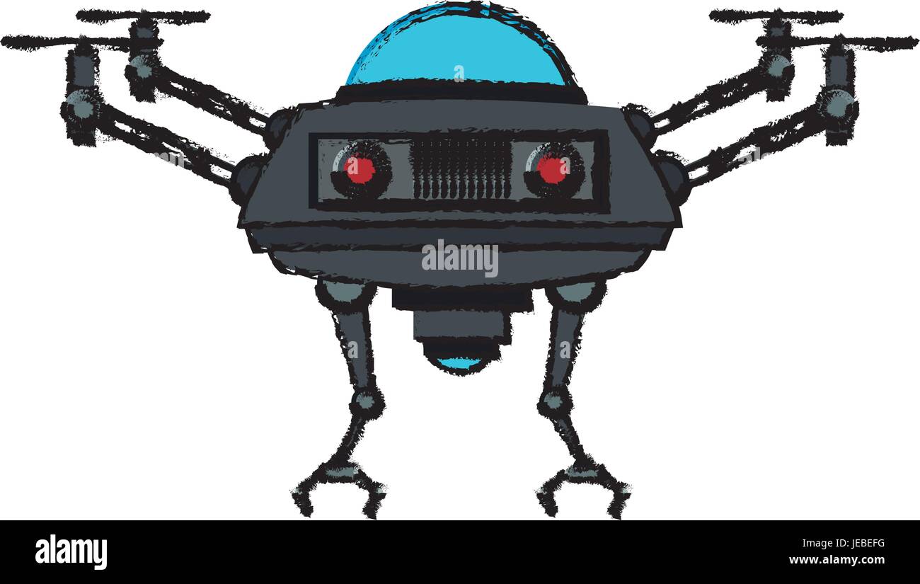 drone aircraft propeller copter technology front view vector Stock ...