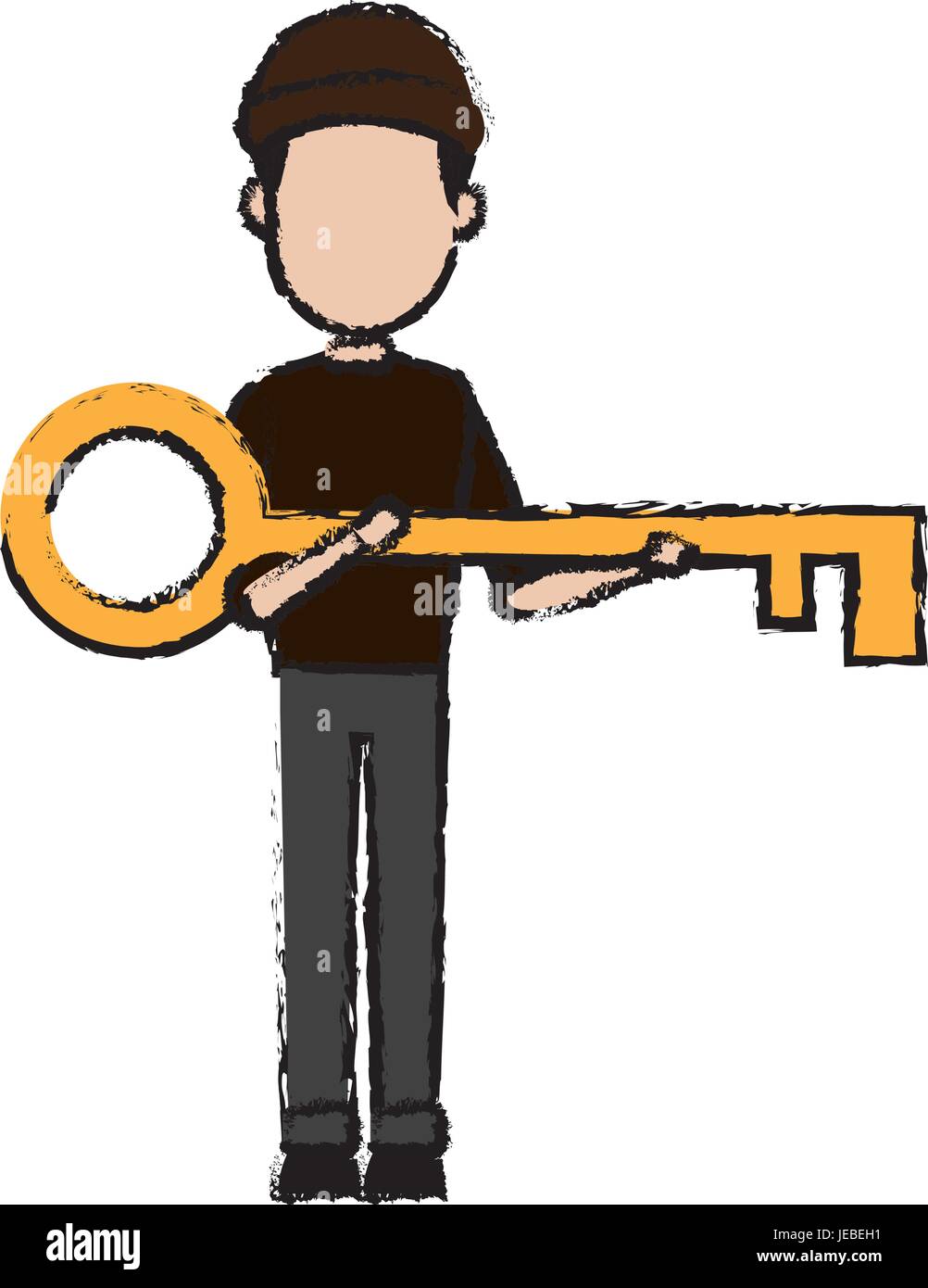 Man character holding key Stock Vector Images - Alamy