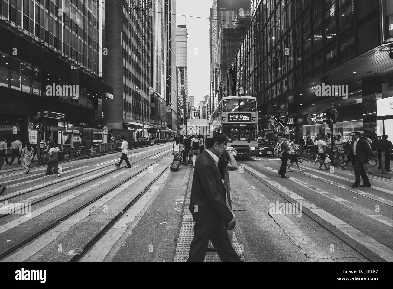 Crowded street in hong kong Black and White Stock Photos & Images - Alamy
