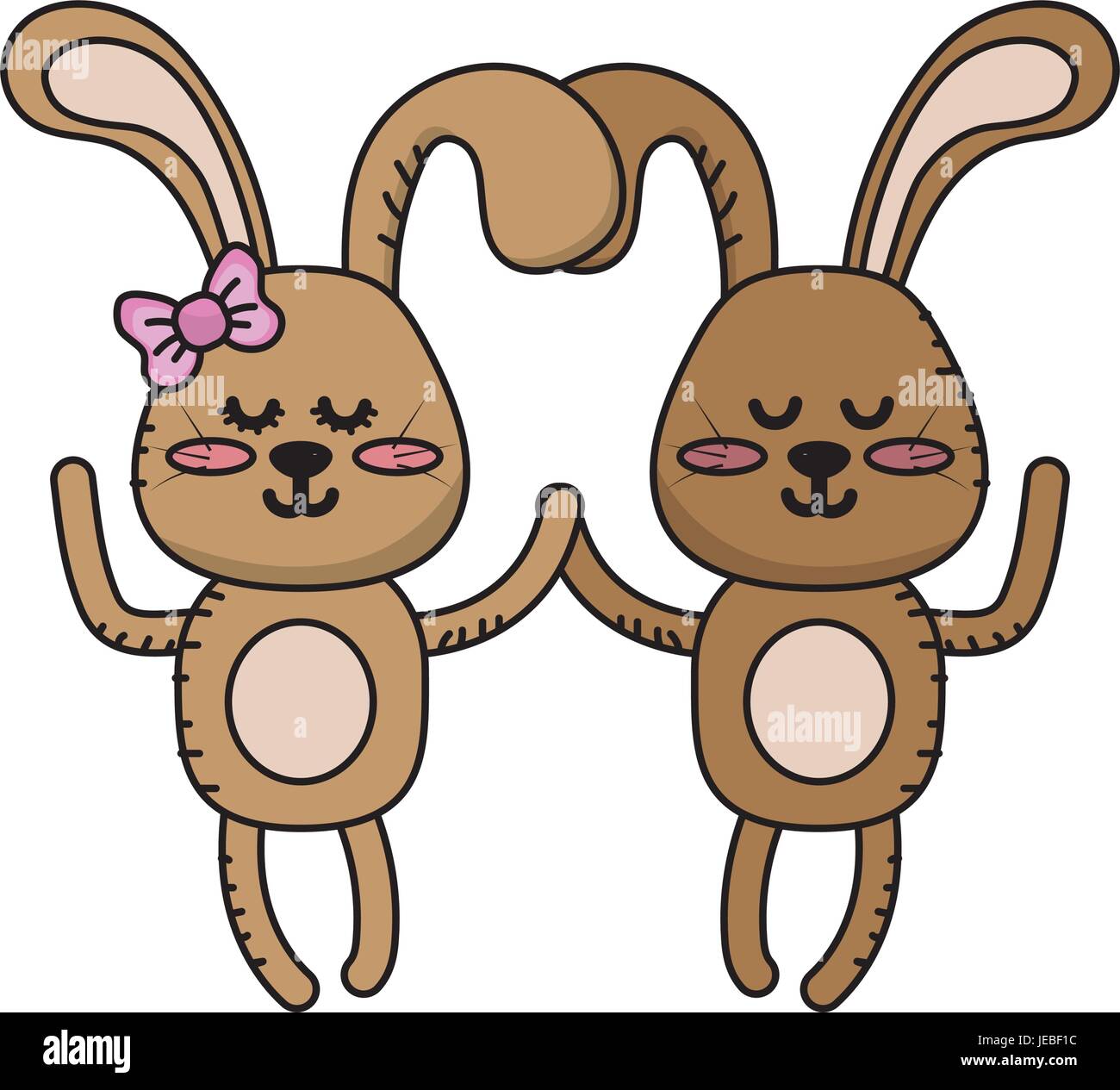 cute animal couple rabbit together Stock Vector Image & Art - Alamy