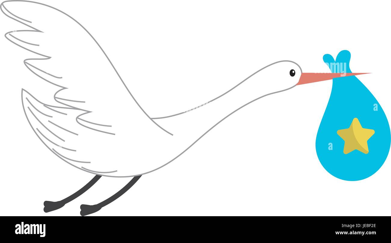 stork bird with baby in the bag Stock Vector Image & Art - Alamy