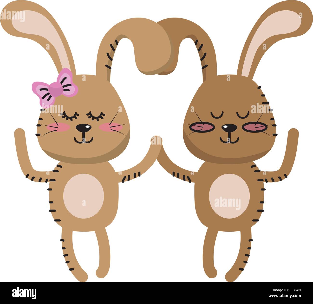 cute animal couple rabbit together Stock Vector Image & Art - Alamy