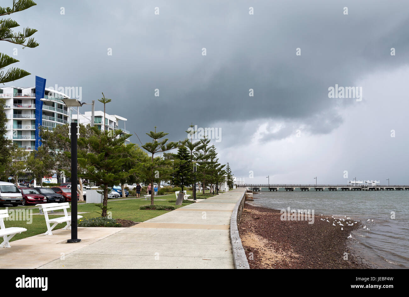 View of Woody Point foreshore and jetty in the southern end of the ...