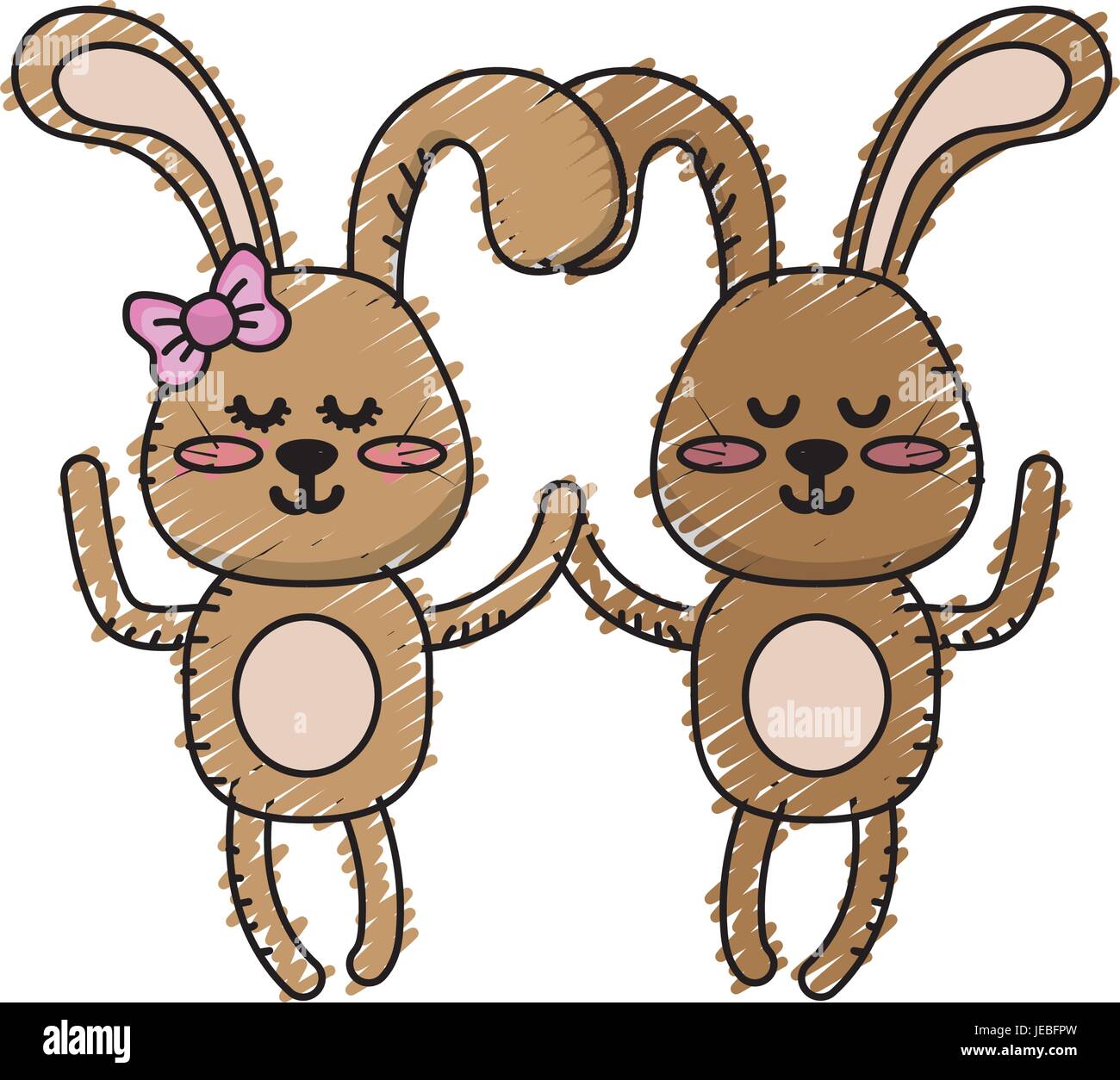 cute animal couple rabbit together Stock Vector Image & Art - Alamy