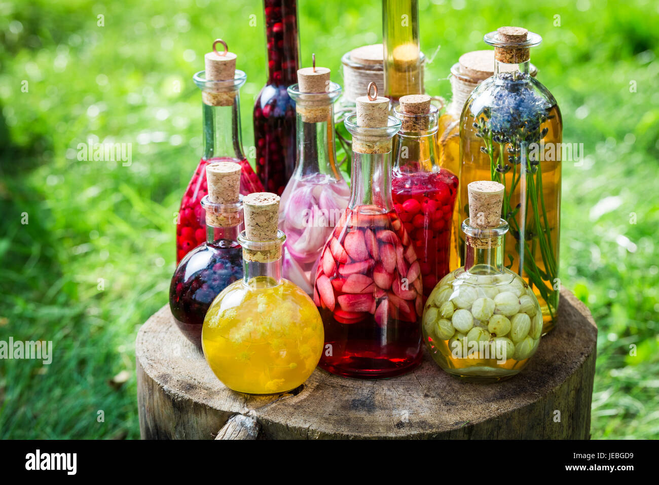 Closeup of homemade liqueur with alcohol and fruits Stock Photo - Alamy