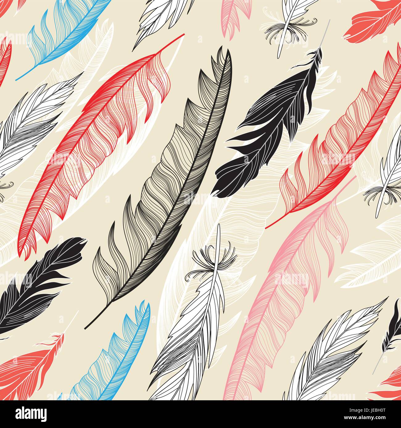 Seamless pattern with feathers Stock Vector Image & Art - Alamy
