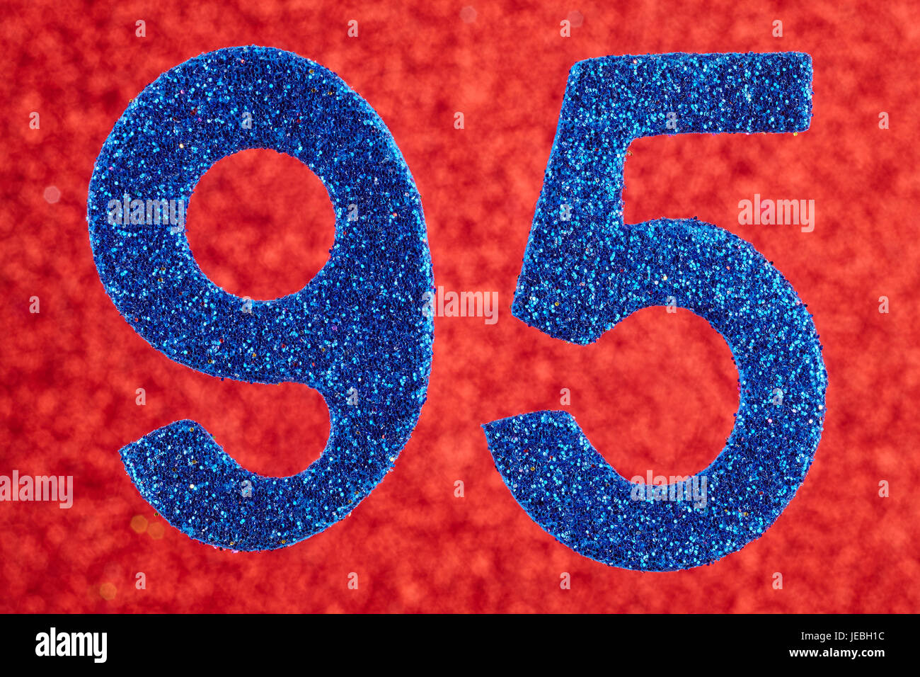 Number ninety-five blue color over a red background. Anniversary ...