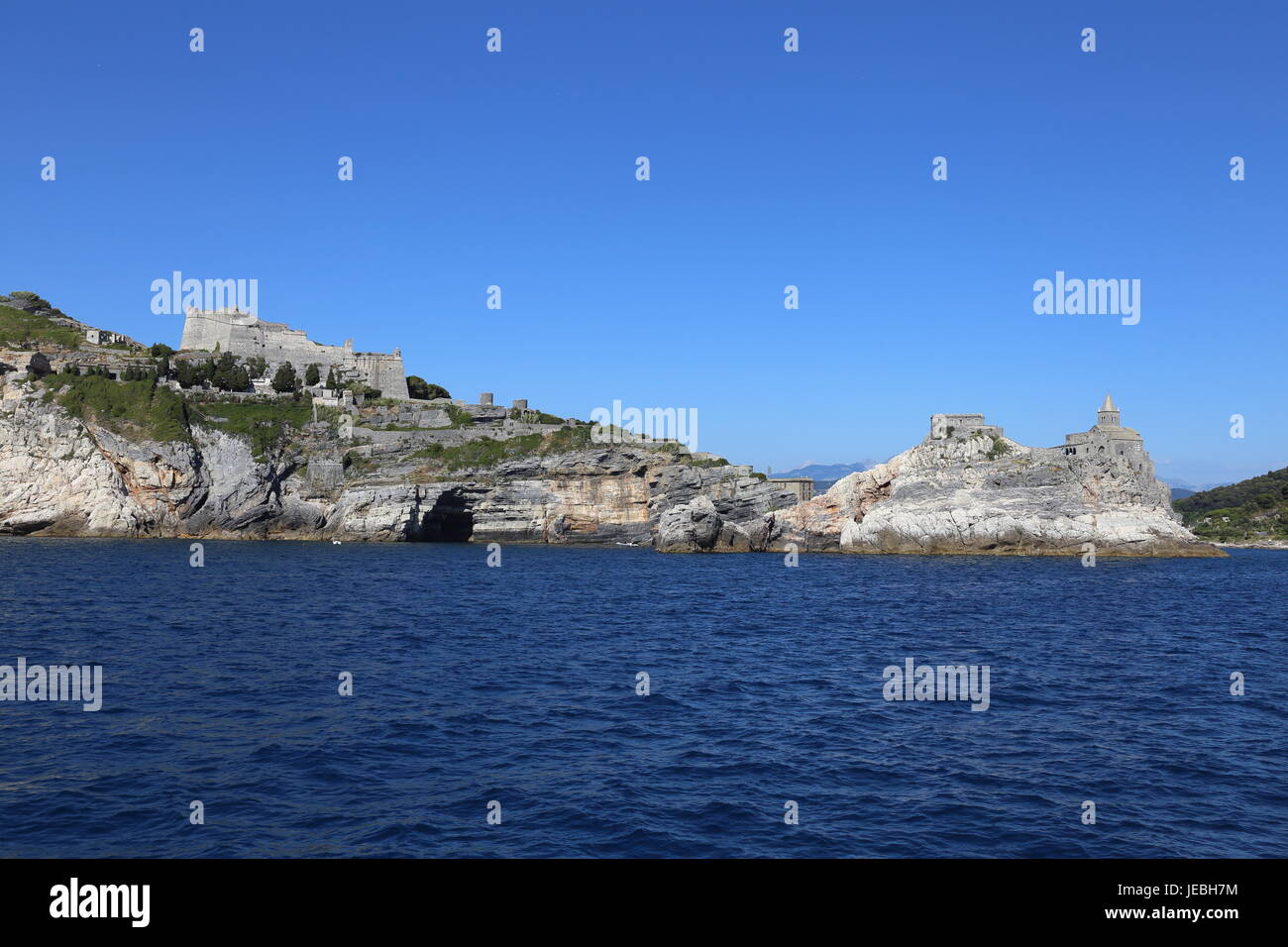 Landscape of the Italian coast showing the Genoese Castle at ...