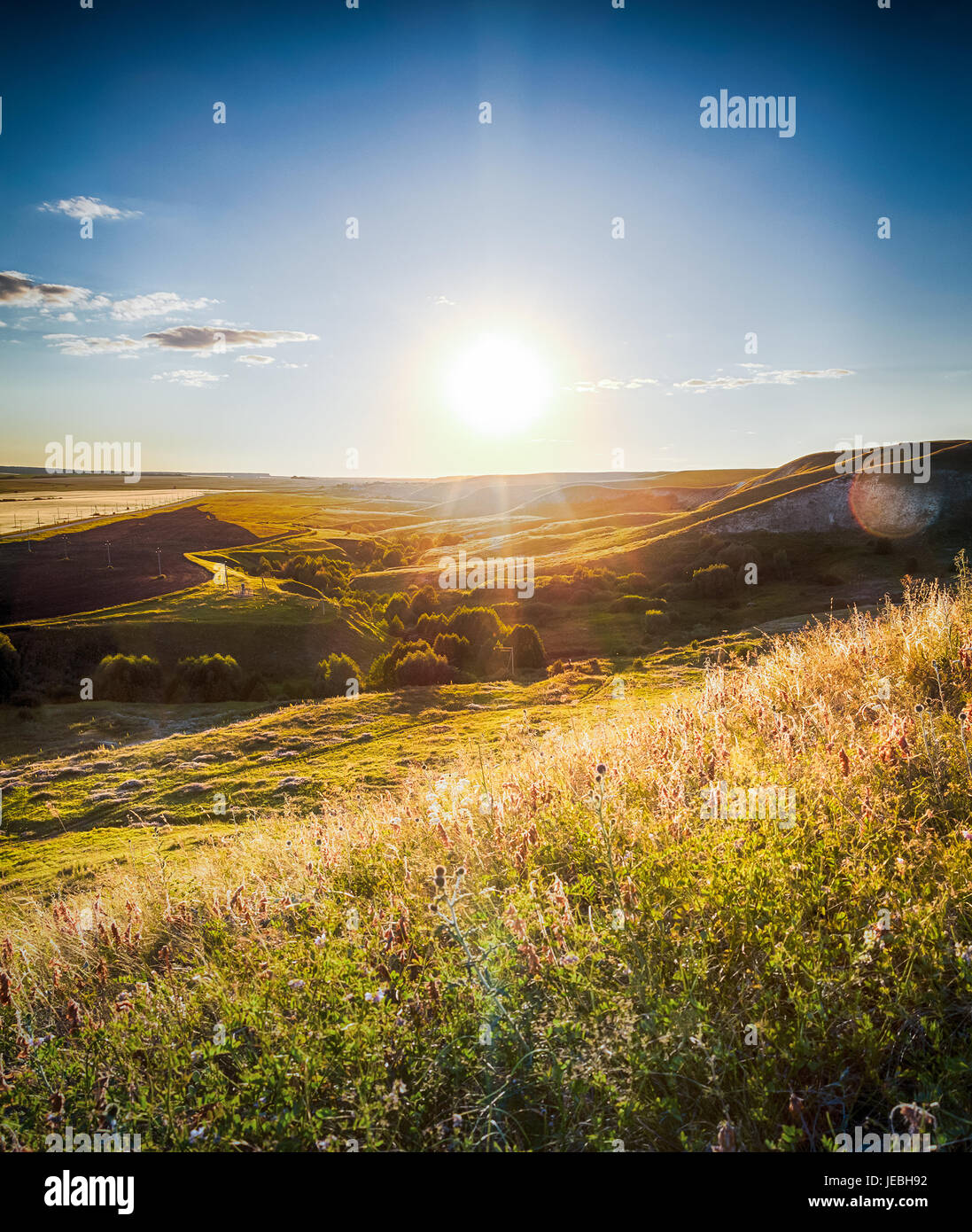 Beautiful bright saturated views of nature on a background of sunset ...