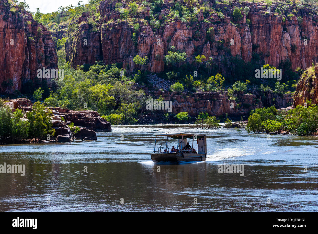 Boat on Katherine river, Katherine gorge, Northern territory, Australia ...