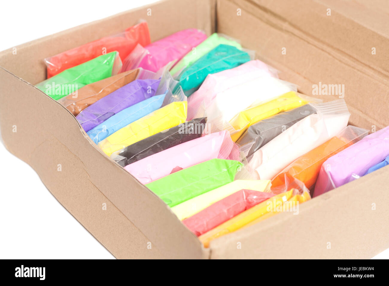 Colorful polymer clay in box isolated on white Stock Photo - Alamy