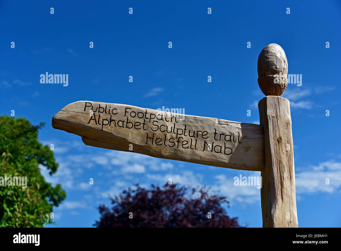 Carved wooden fingerpost (detail). Public Foottpath, Alphabet Sculpture ...