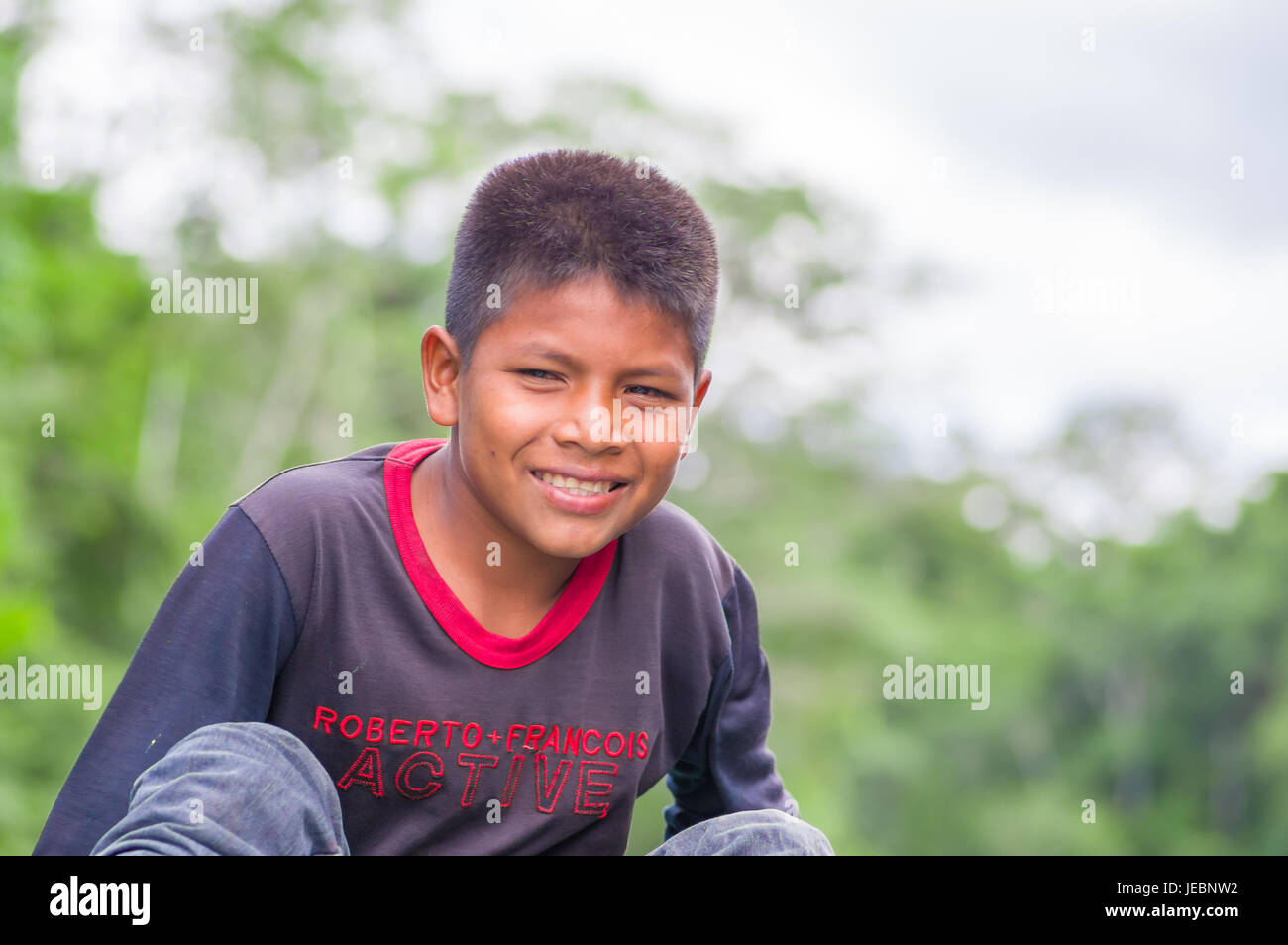 LAGO AGRIO, ECUADOR - NOVEMBER 17, 2016:Portrait Of Young Indigenous ...